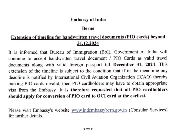 Embassy of India, Berne, Switzerland : Important information regarding ...